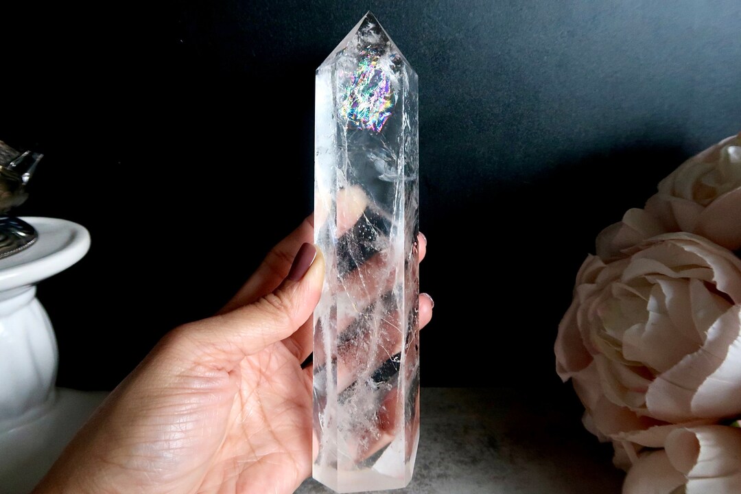 LARGE Rainbow Explosion Clear Quartz Tower High Quality Clear Quartz ...
