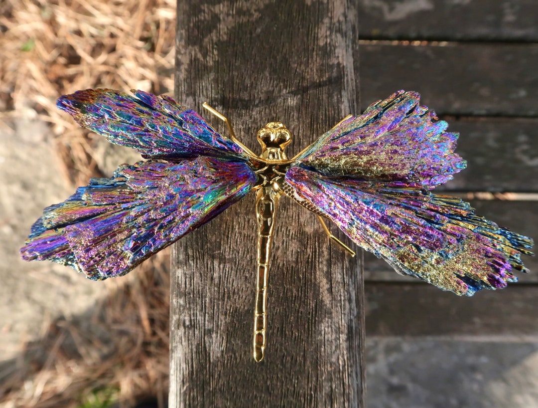 Aura Tourmaline Dragonfly | Aura Crystal Dragonfly | Unique Decor ...