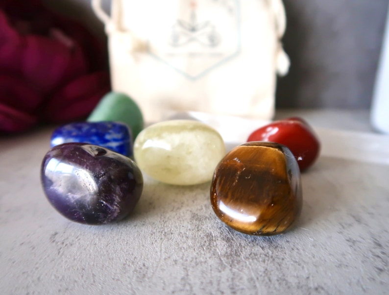 CHAKRA Crystal Balancing Kit | LARGE Tumbled Chakra Stones | Crystal ...