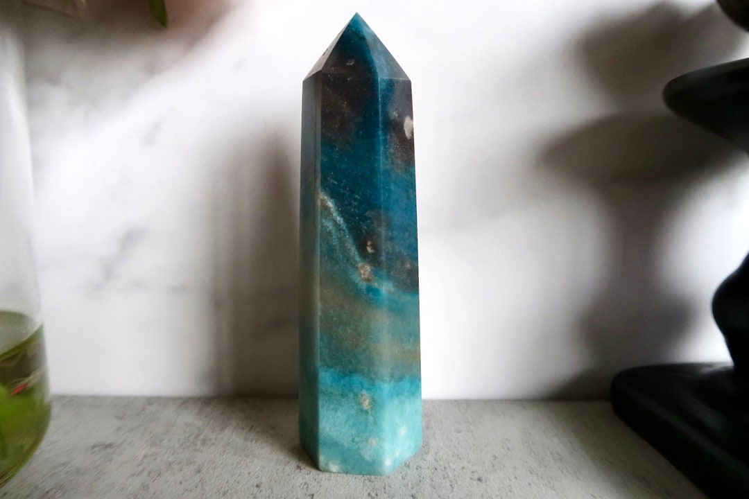 UNIQUE Ocean Blue Trolleite Tower From Brazil | Natural Trolleite Stone ...