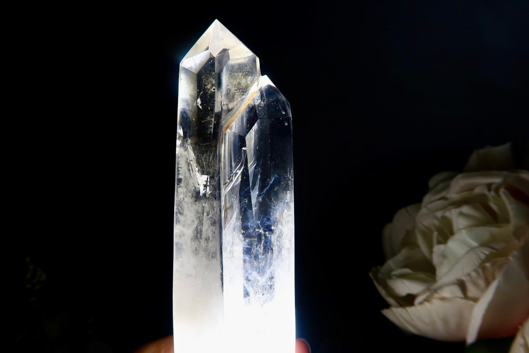 Blue Needle Quartz Twin Tower With Rainbows High-quality Blue Needle ...