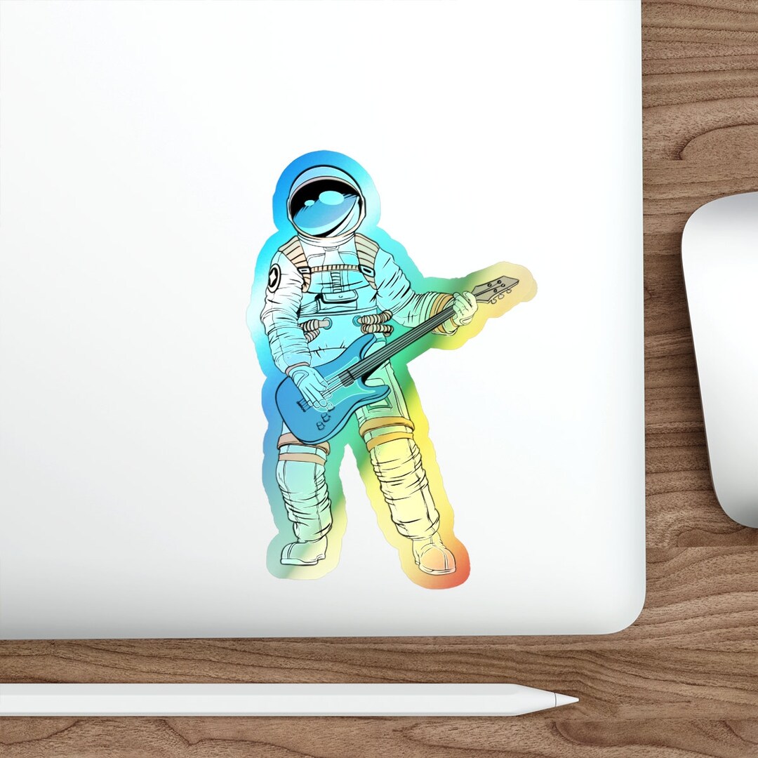 Astronaut Holographic Sticker Astronaut Rock Star Holographic Die-cut ...