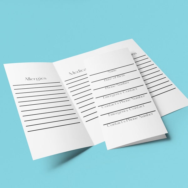 Wallet Size Medication List - Etsy