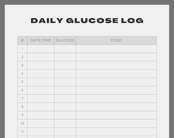 Glucose Log Daily - Etsy