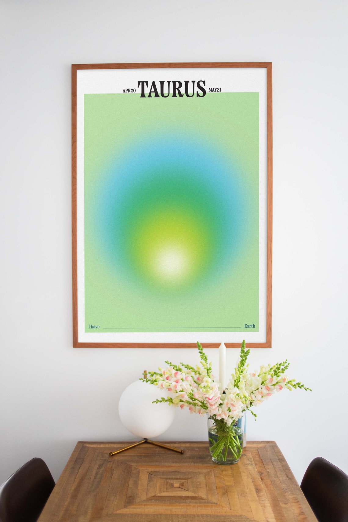 TAURUS, Spiritual Wall Art, Gradient Print, Aura Poster, Zodiac ...
