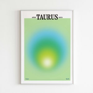 TAURUS, Spiritual Wall Art, Gradient Print, Aura Poster, Zodiac ...