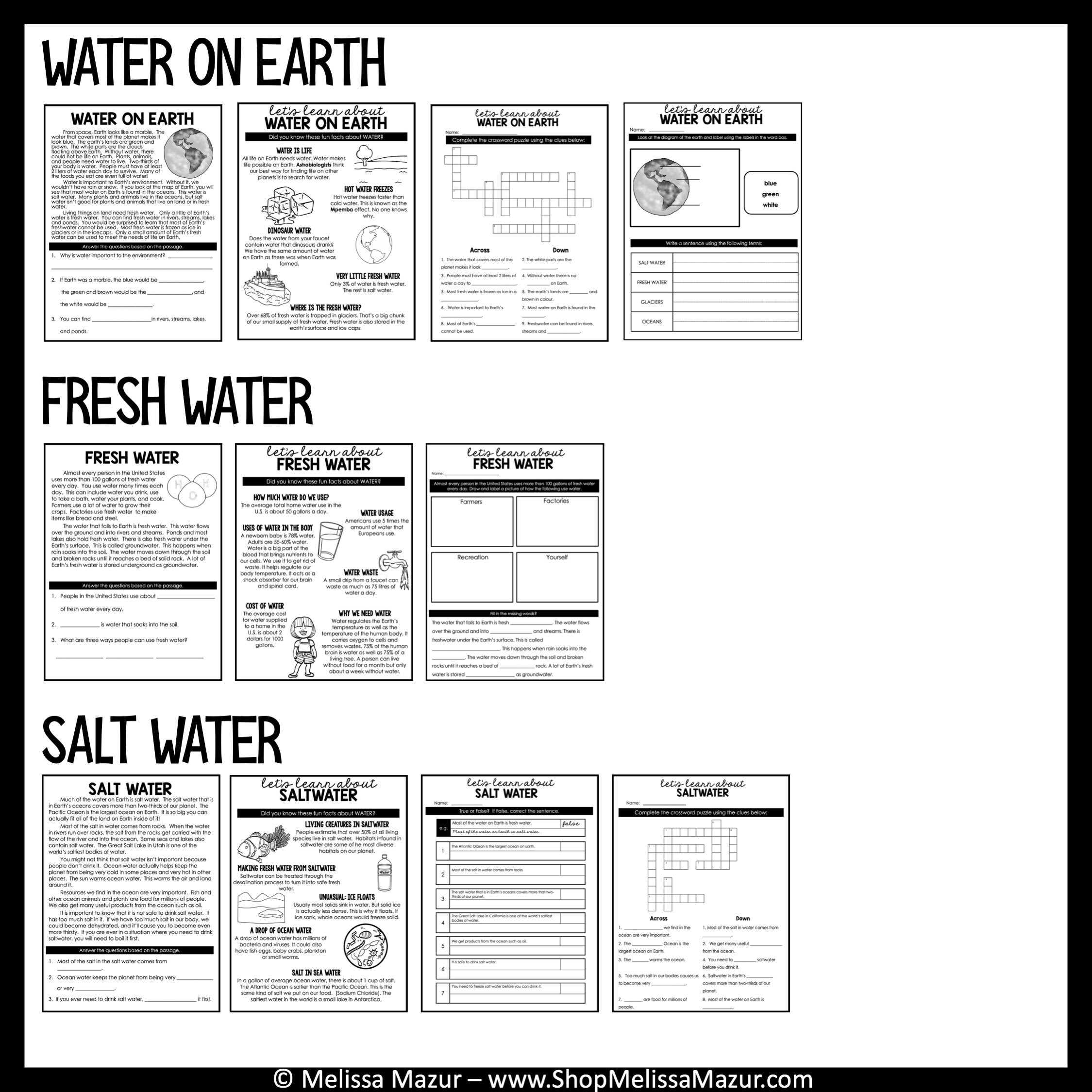 Water Cycle Science Unit | Science Reading Passages, Task Cards, and ...