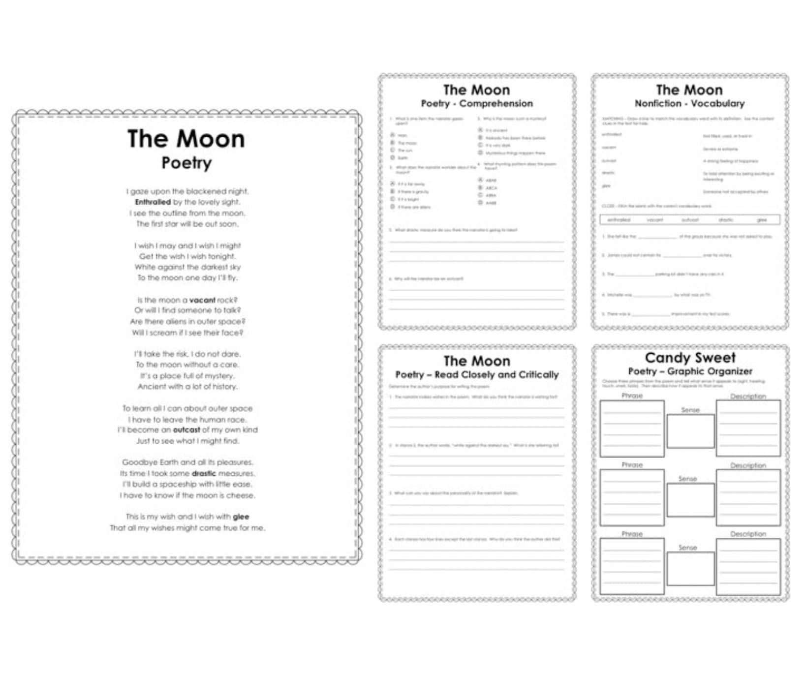 The Moon Reading Comprehension | Paired Texts Passages | Homeschool ...