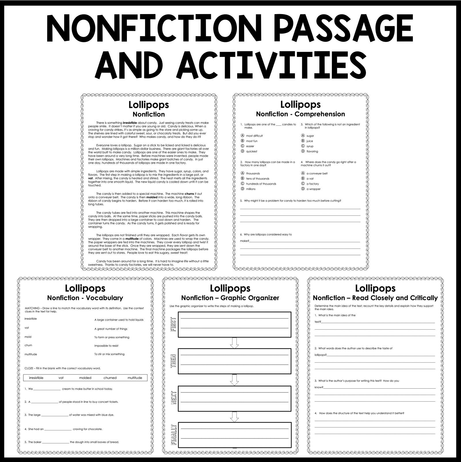 Candy Reading Comprehension | Paired Texts Passages | Homeschool ...