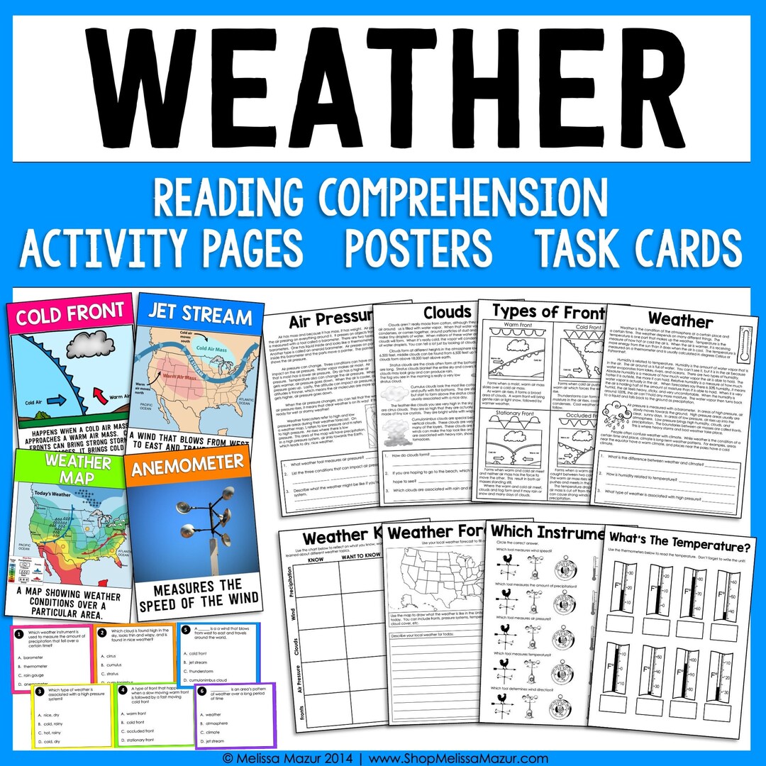 Weather Science Unit | Science Reading Passages, Task Cards, and ...