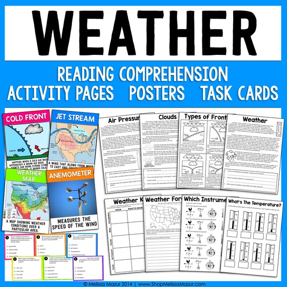 Weather Science Unit Science Reading Passages Task Cards - Etsy