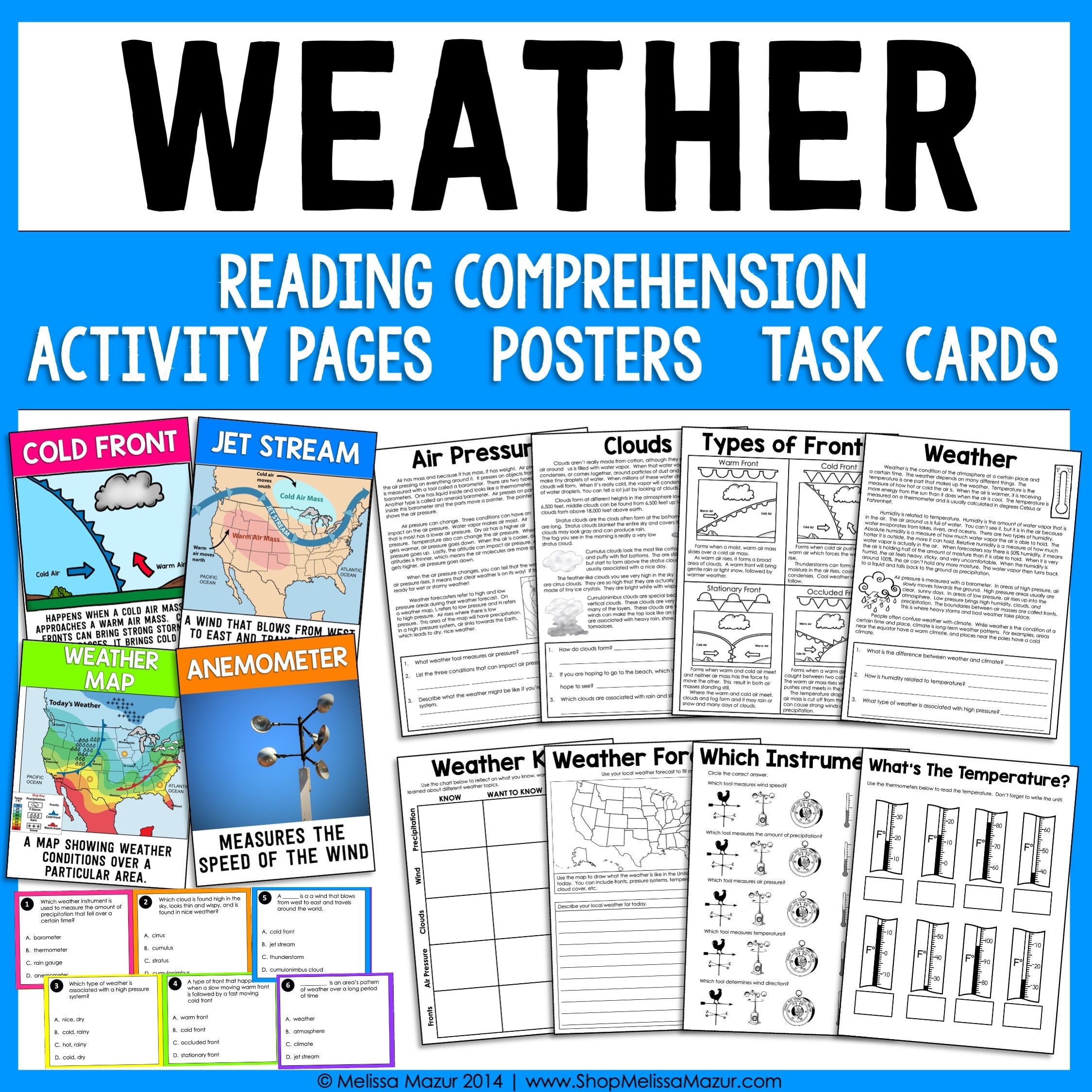 Weather Science Unit | Science Reading Passages, Task Cards, and ...