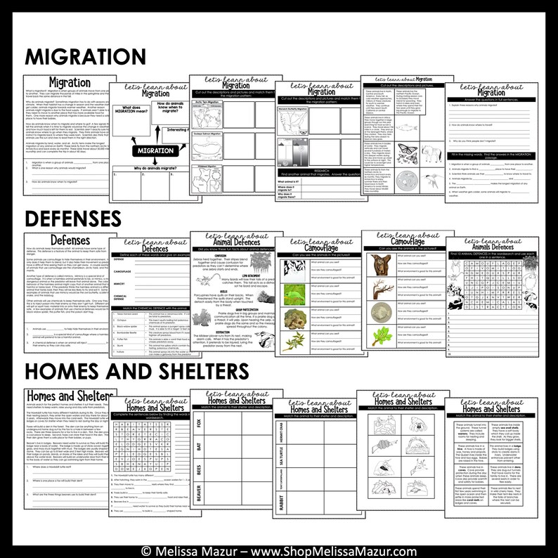 Animals Science Unit Science Reading Passages, Task Cards, and Posters ...