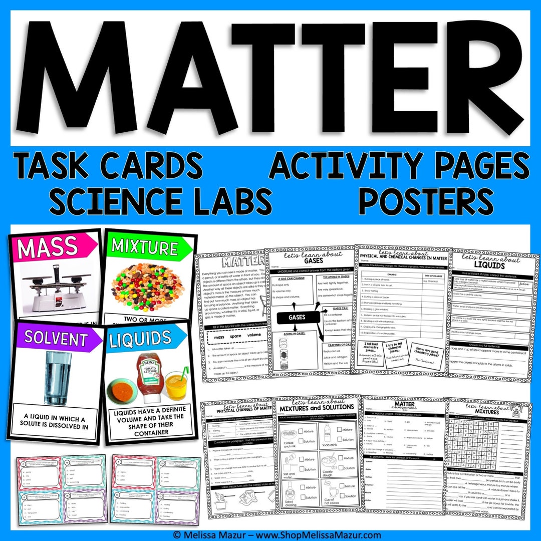 States of Matter Science Unit | Science Reading Passages, Task Cards ...