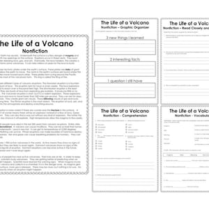 Volcanoes Reading Comprehension | Paired Texts Passages | Homeschool ...