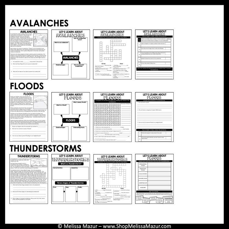 Natural Disasters Science Unit | Science Reading Passages, Task Cards ...