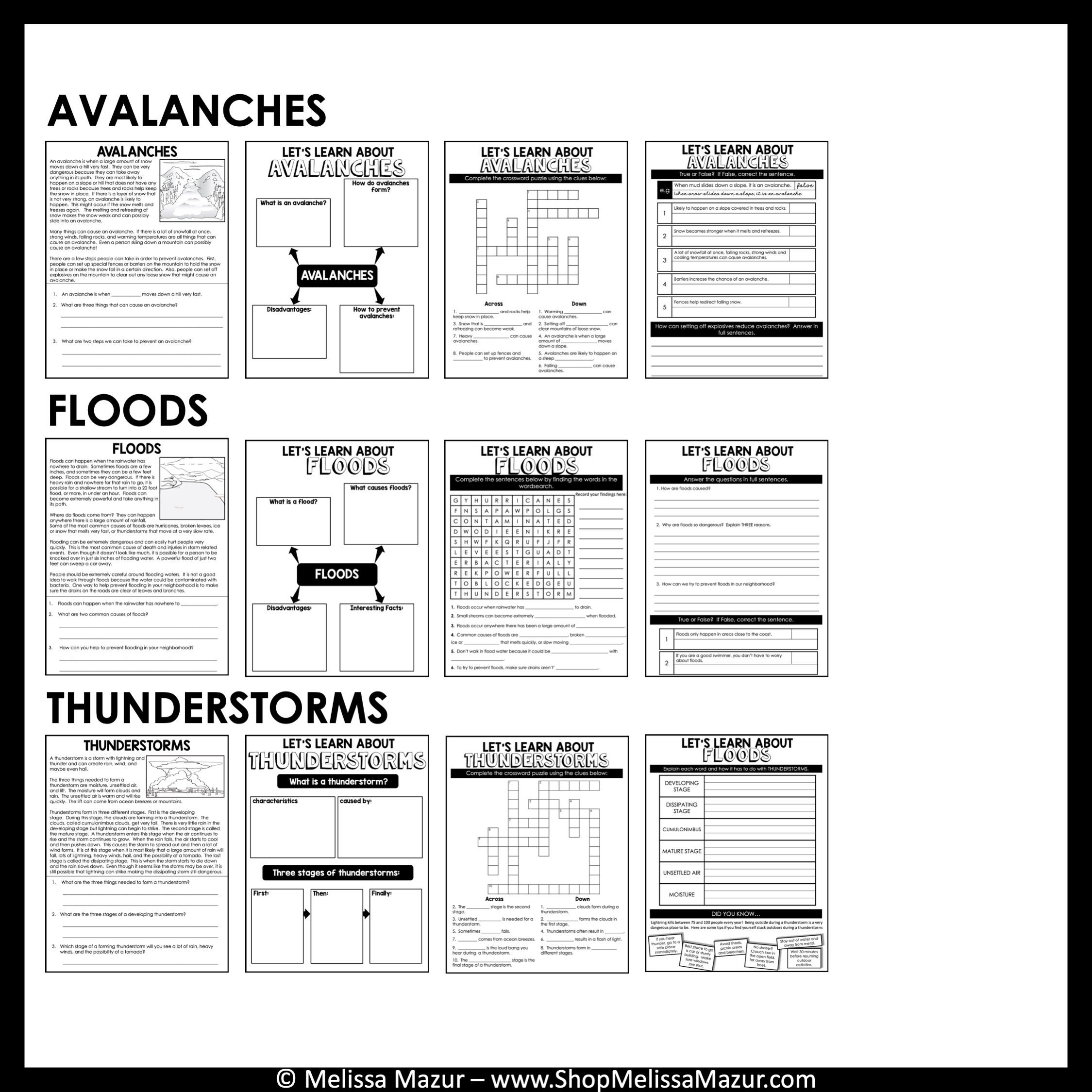 Natural Disasters Science Unit | Science Reading Passages, Task Cards ...