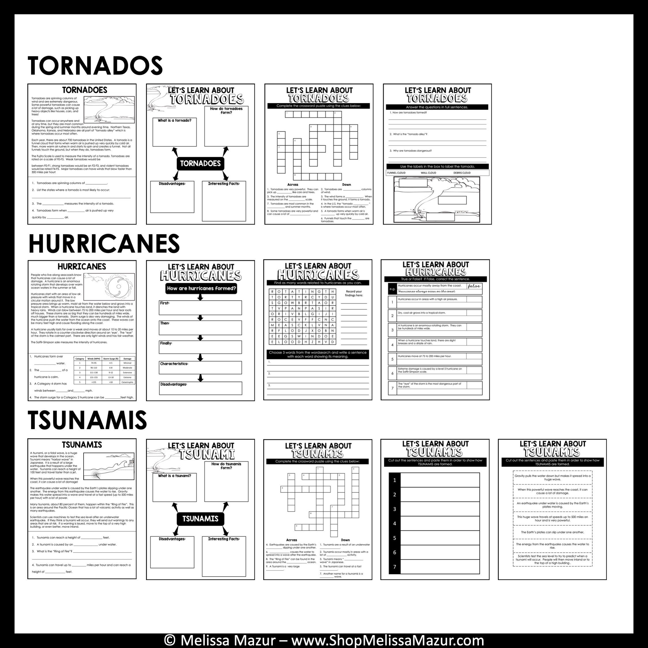 Natural Disasters Science Unit | Science Reading Passages, Task Cards ...
