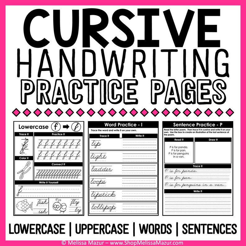 Cursive Handwriting Practice Pages | Handwriting Workbook | Learn to ...