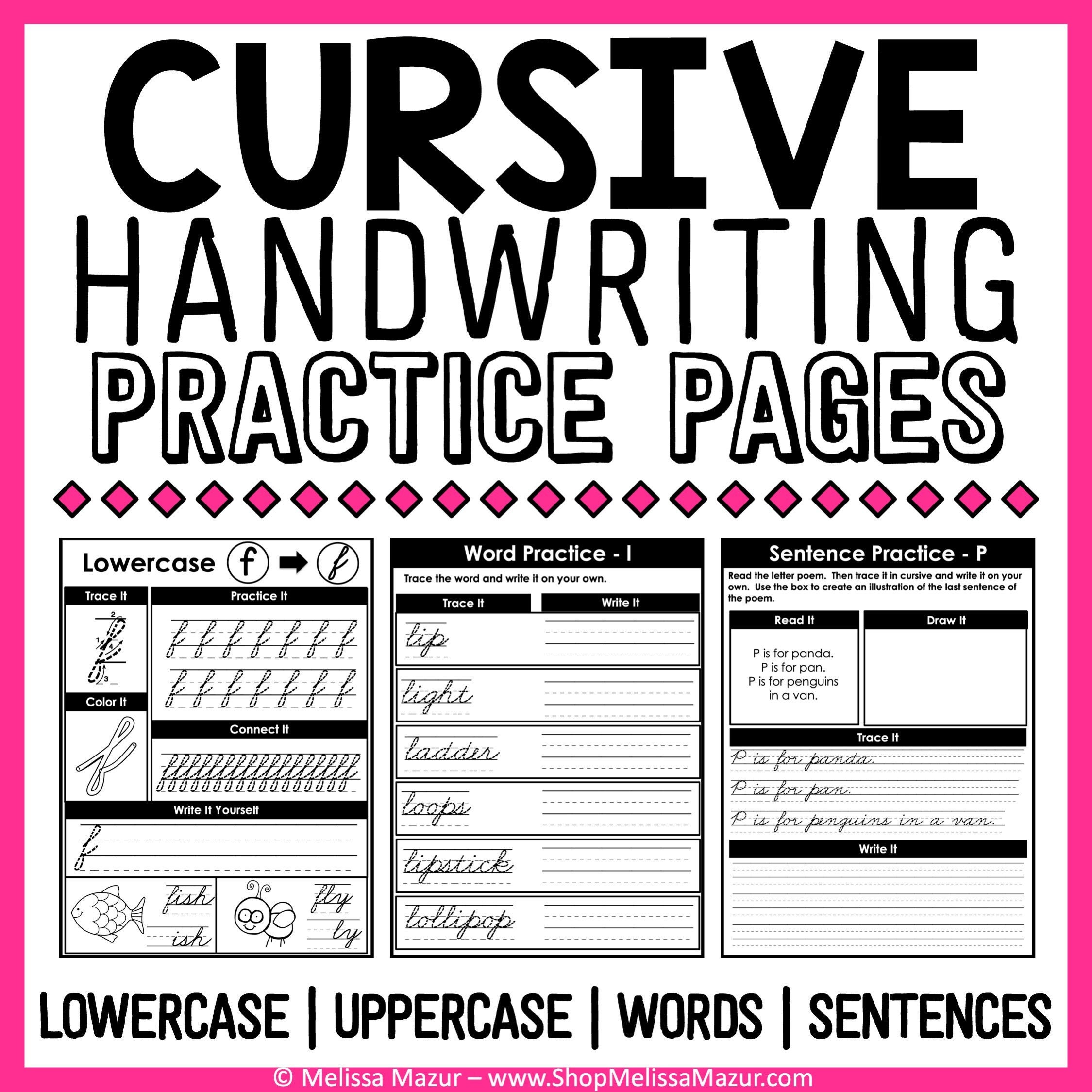 Cursive Handwriting Practice Pages | Handwriting Workbook | Learn to ...