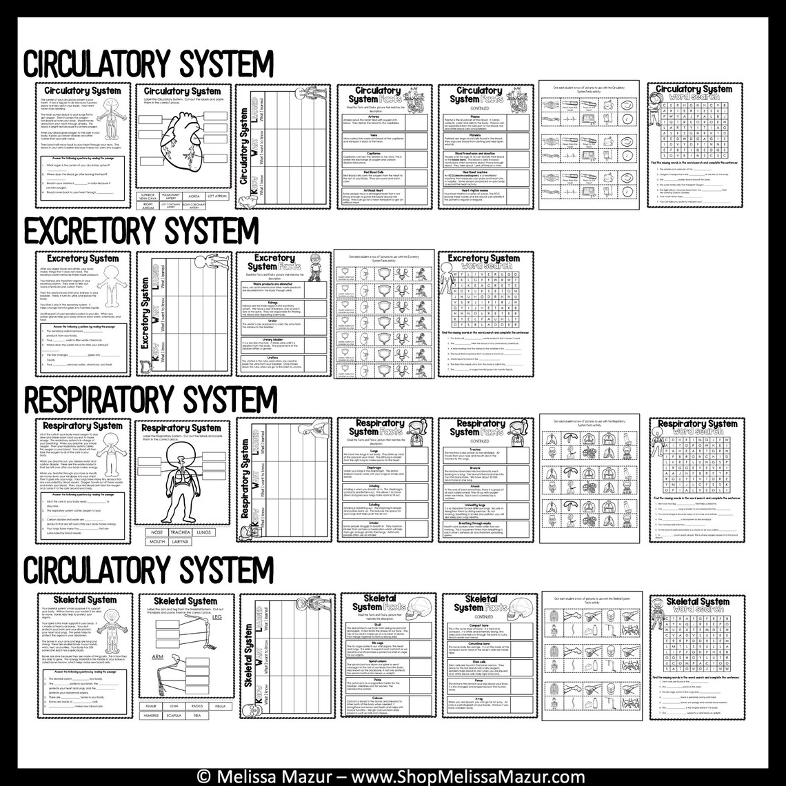 Human Body Systems Science Unit | Science Reading Passages, Task Cards ...
