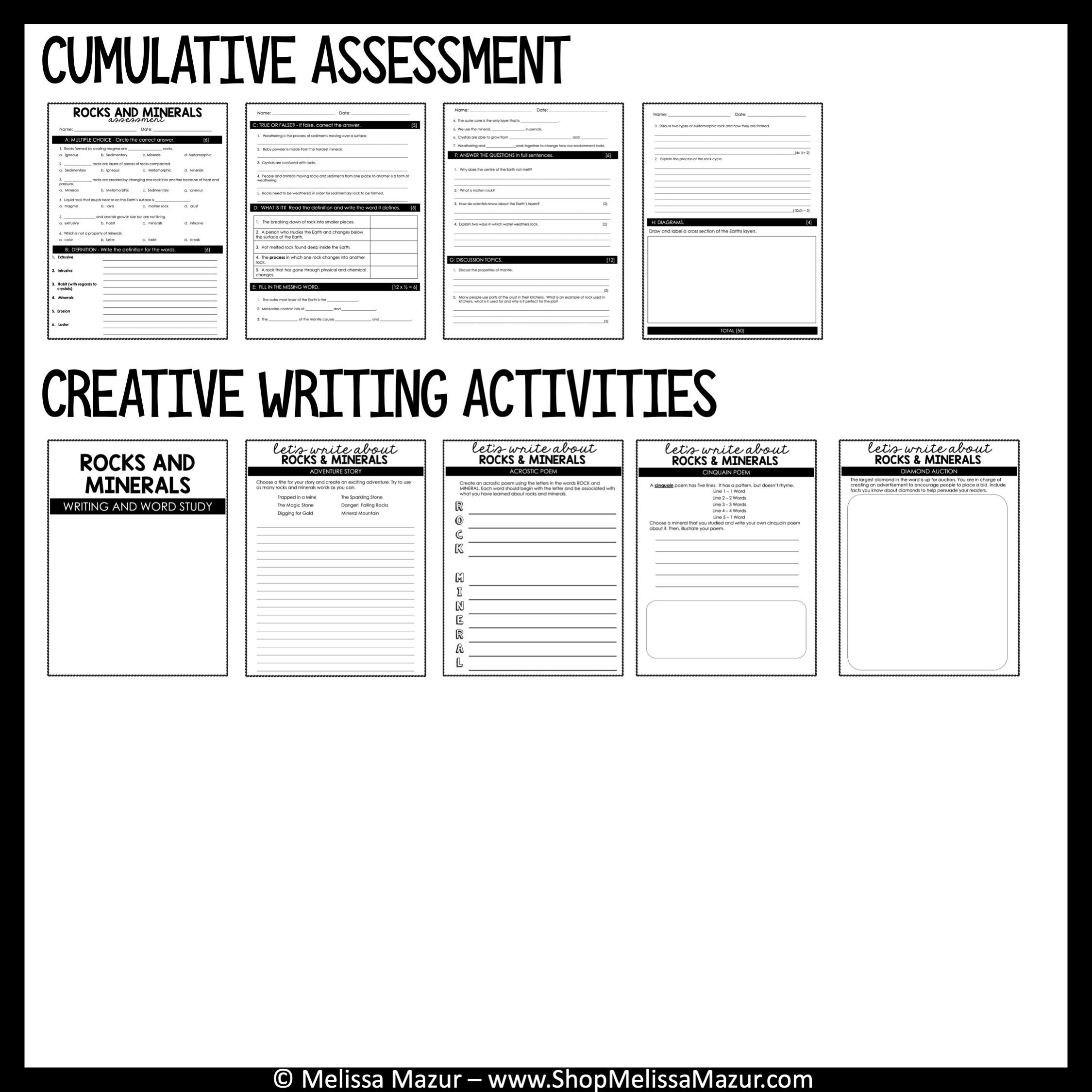 Rocks and Minerals Science Unit | Science Reading Passages, Task Cards ...