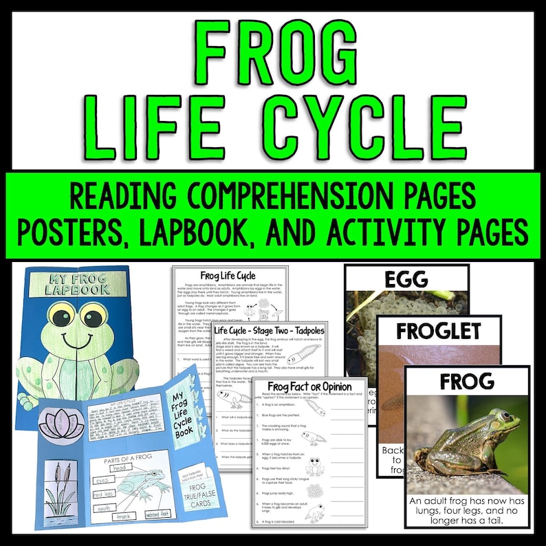 Frog Life Cycle Science Unit | Science Reading Passages, Lapbook, and ...
