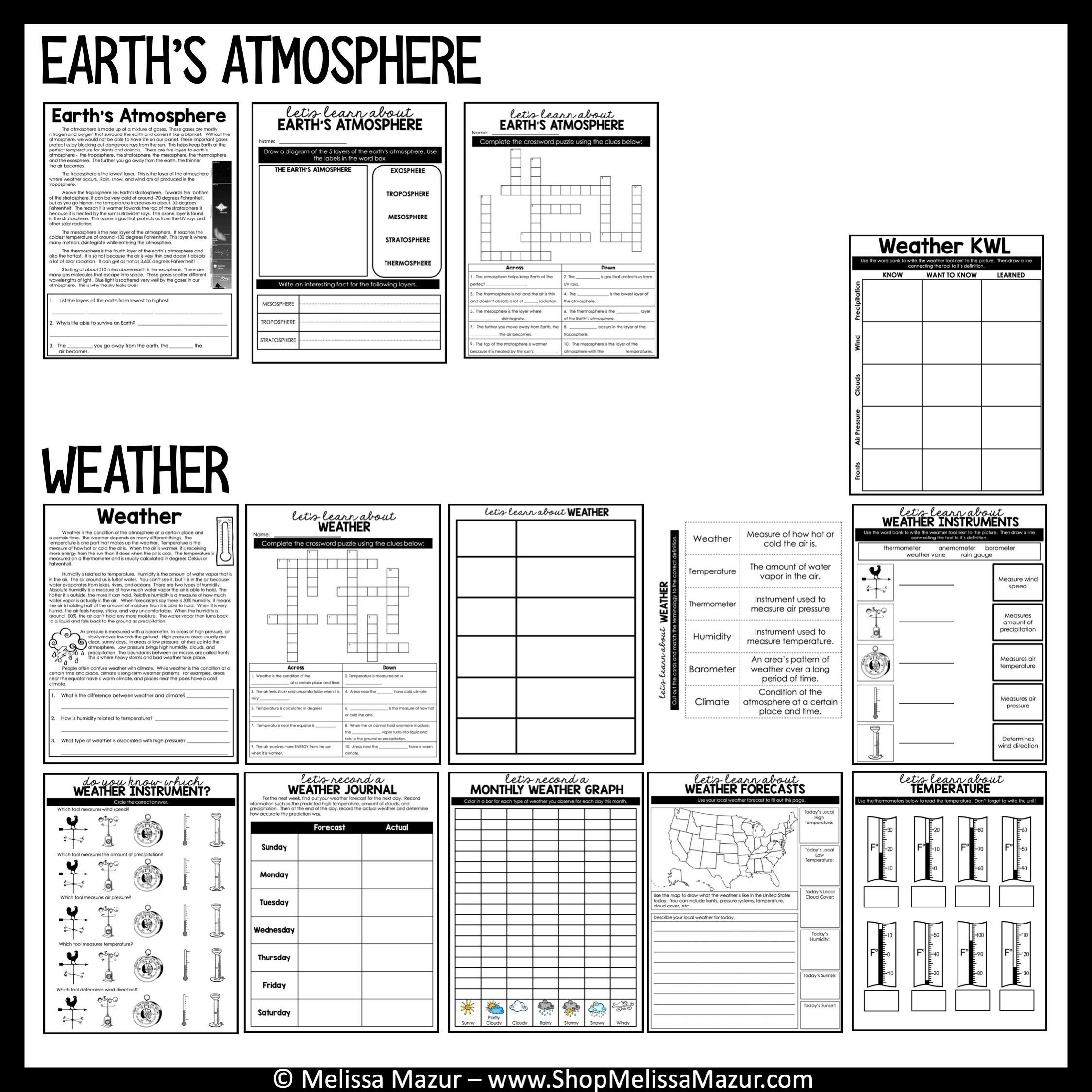 Weather Science Unit | Science Reading Passages, Task Cards, and ...