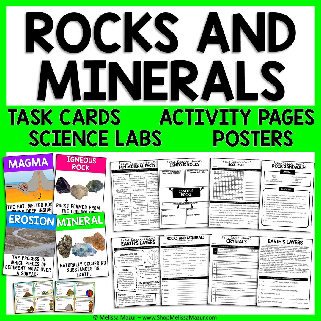 Rocks and Minerals Science Unit | Science Reading Passages, Task Cards ...