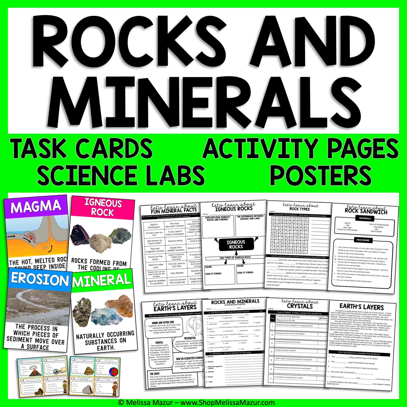 Rocks and Minerals Science Unit | Science Reading Passages, Task Cards ...
