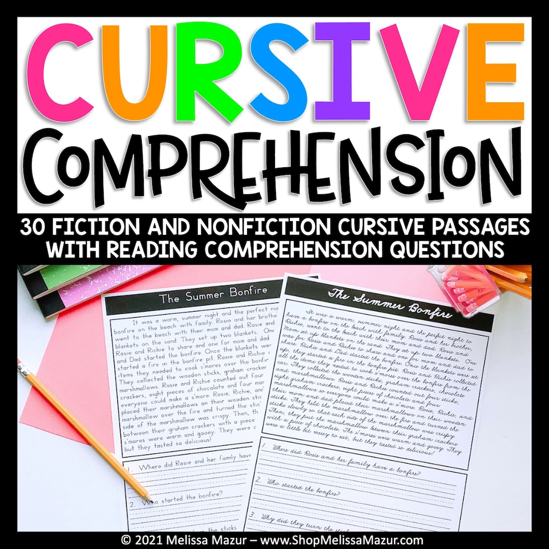 Cursive Reading Comprehension Passages | Handwriting Workbook | Learn ...