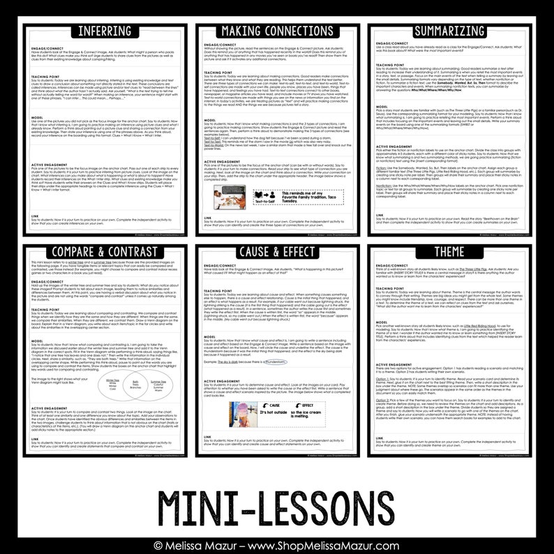 Reading Comprehension Anchor Charts: Interactive Mini-lessons (digital ...
