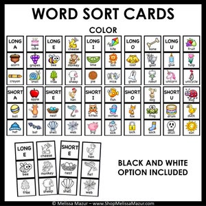 Long Vowels and Short Vowels Posters | Word Sort Cards | Vowel Pictures ...