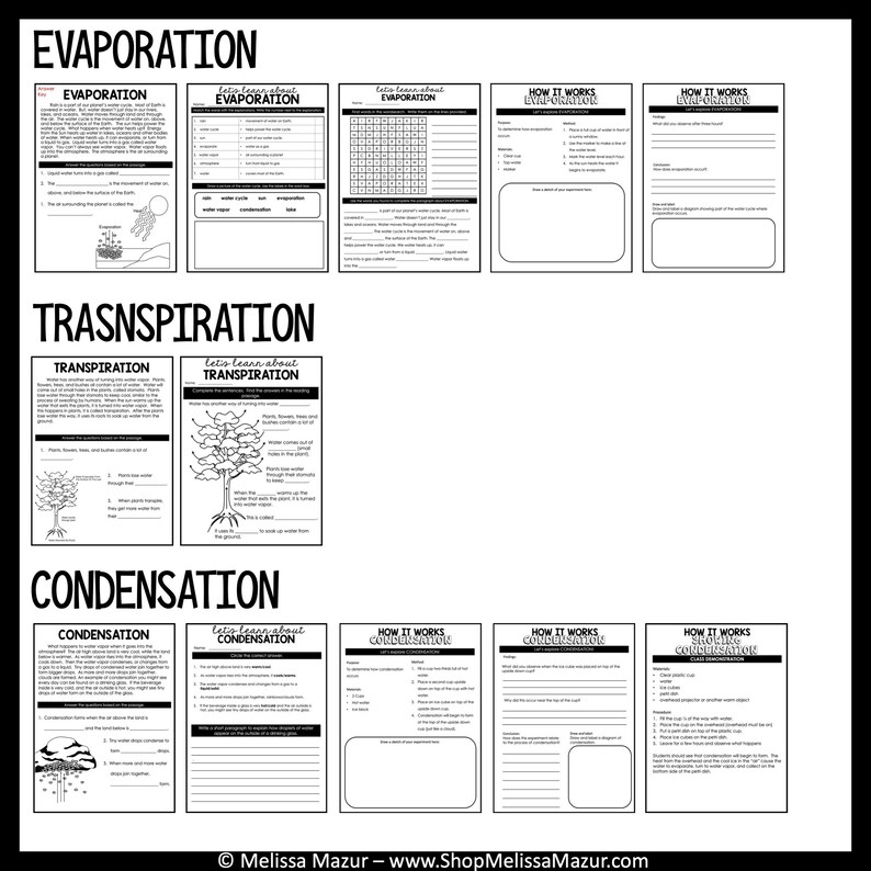 Water Cycle Science Unit | Science Reading Passages, Task Cards, and ...