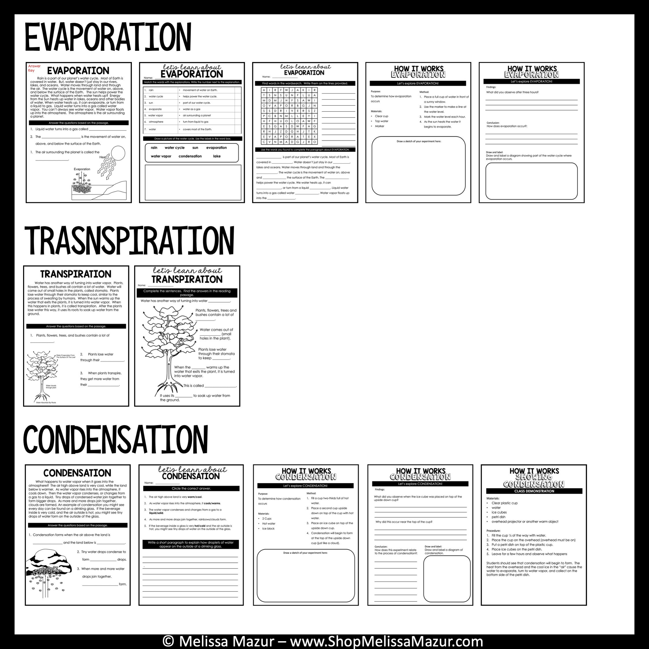 Water Cycle Science Unit | Science Reading Passages, Task Cards, and ...