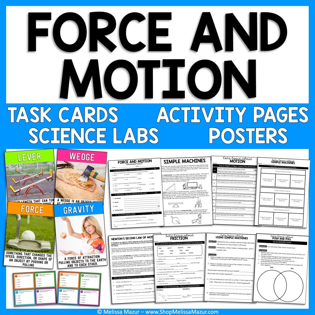 Force and Motion Science Unit | Science Reading Passages, Task Cards ...
