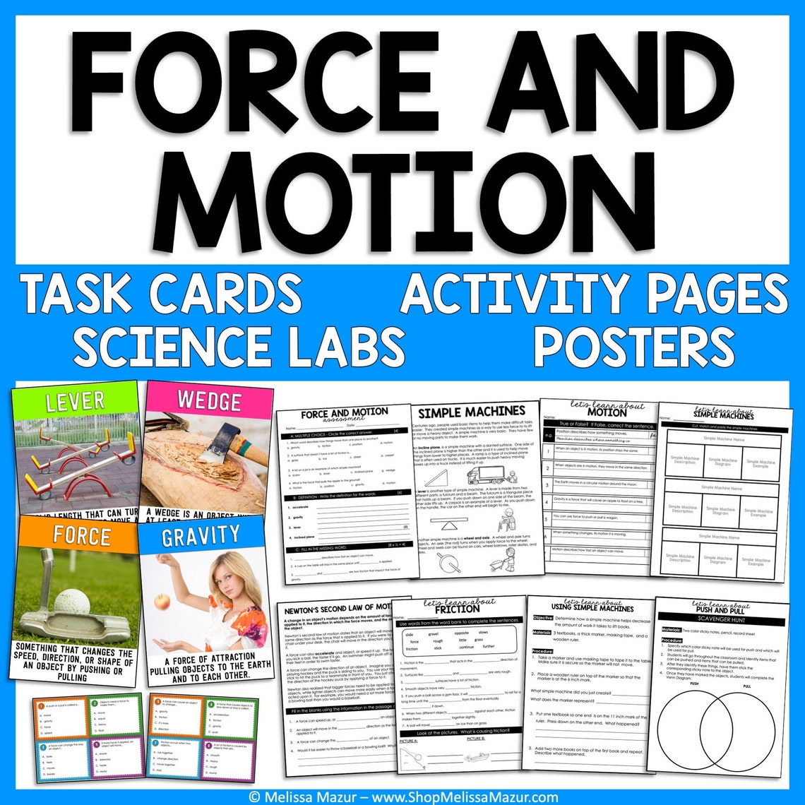 Force and Motion Science Unit Science Reading Passages, Task Cards, and ...