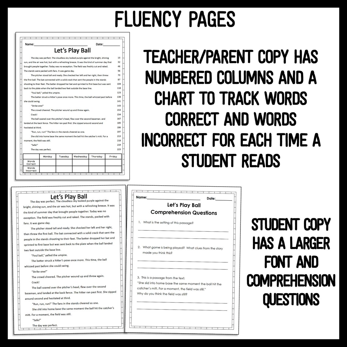 3rd Grade Reading Fluency Passages Reading Comprehension - Etsy