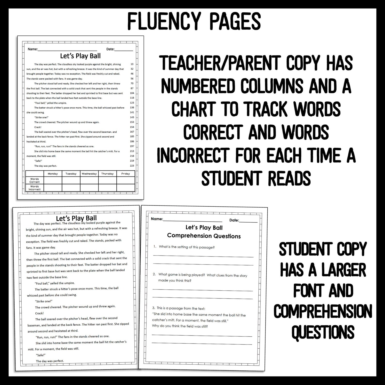3rd Grade Reading Fluency Passages Reading Comprehension - Etsy