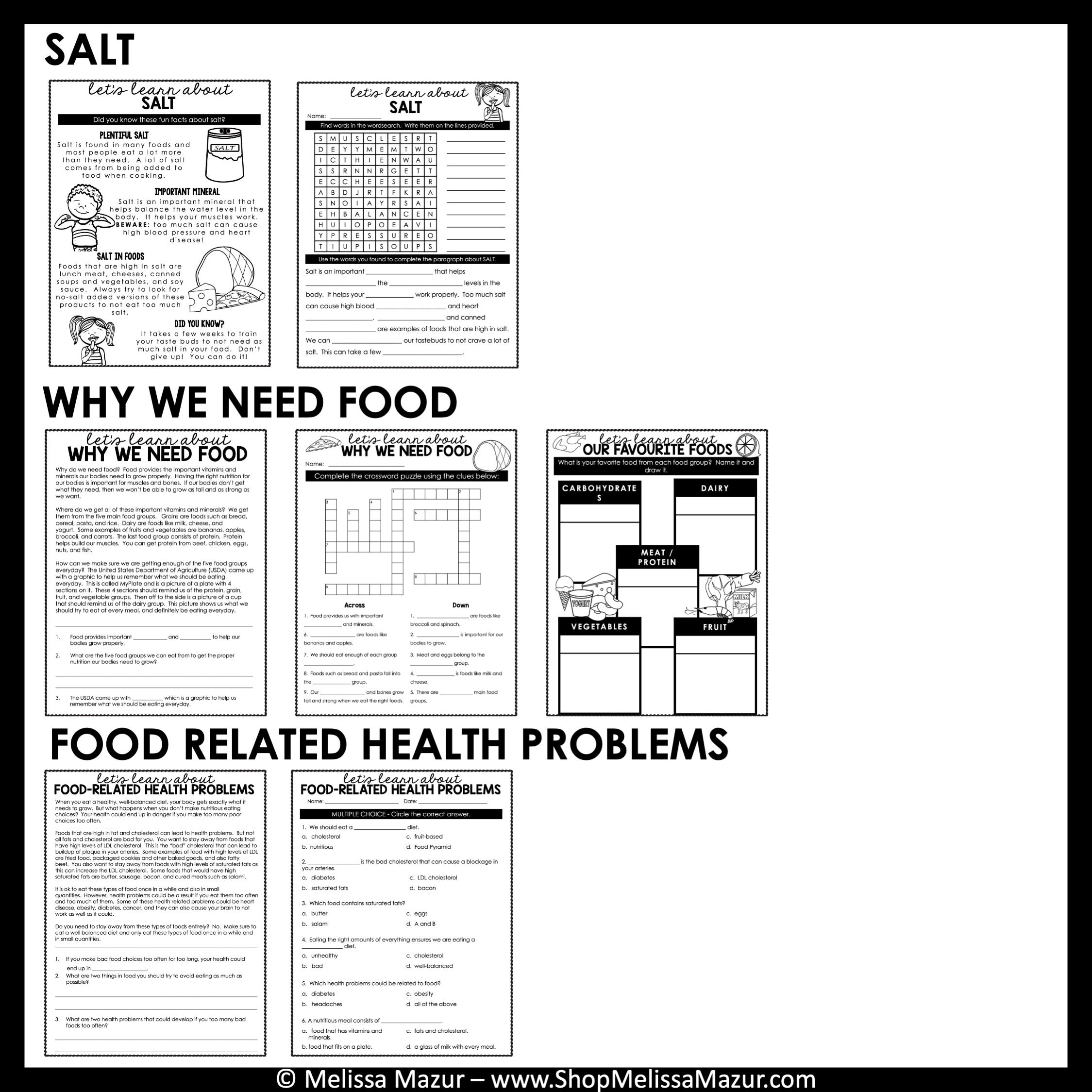 Nutrition and Food Science Unit Science Reading Passages - Etsy