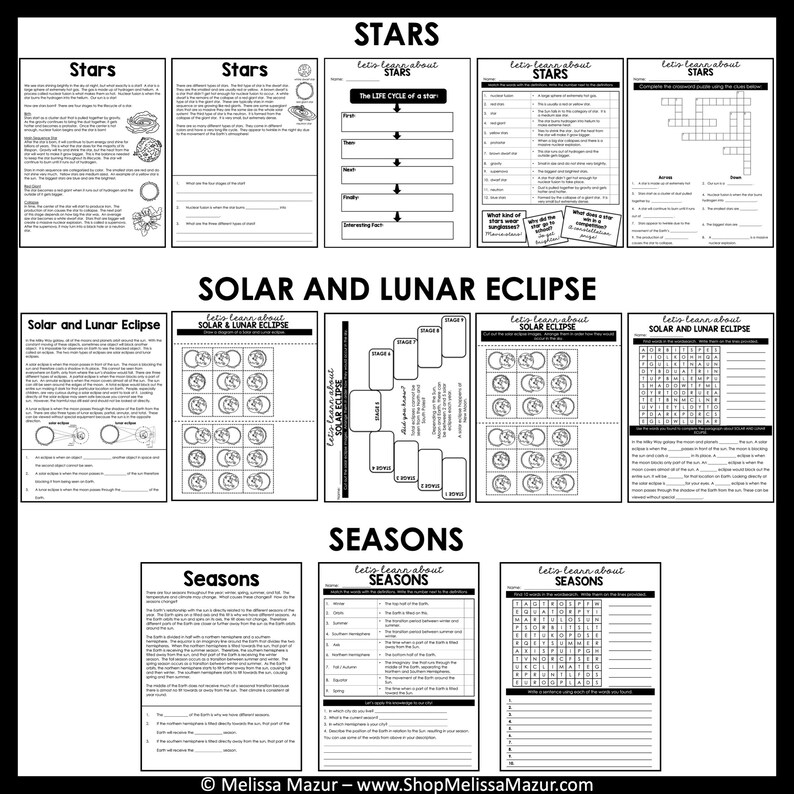Astronomy Space Science Unit | Science Reading Passages, Task Cards ...