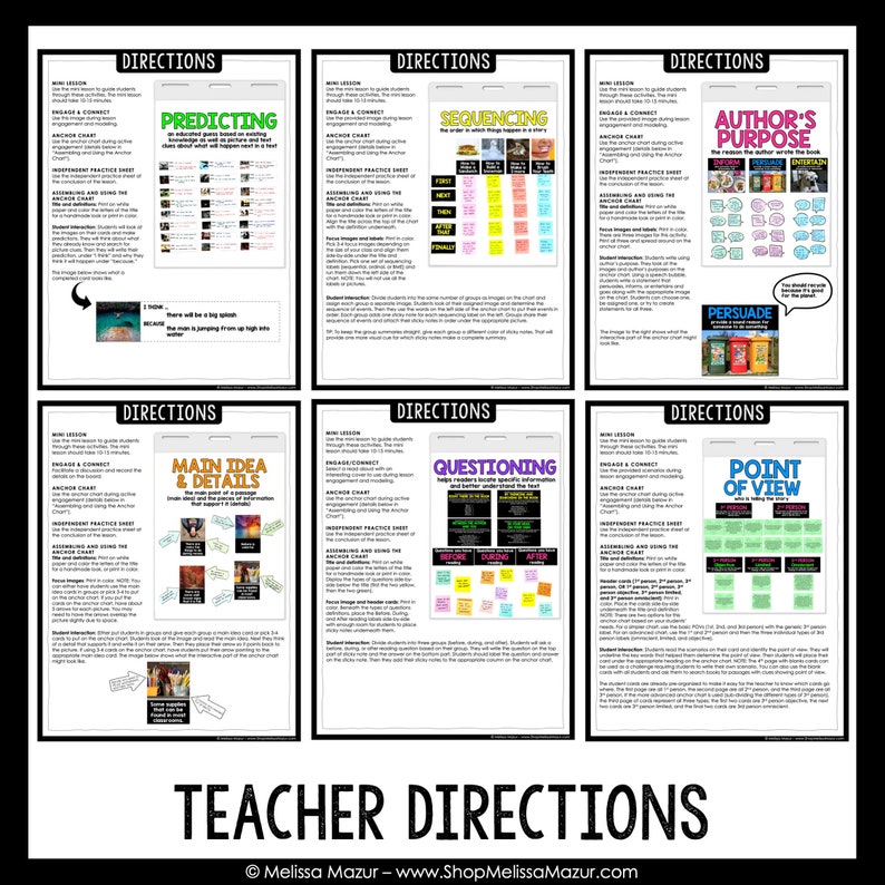 Reading Comprehension Anchor Charts: Interactive Mini-lessons (digital ...