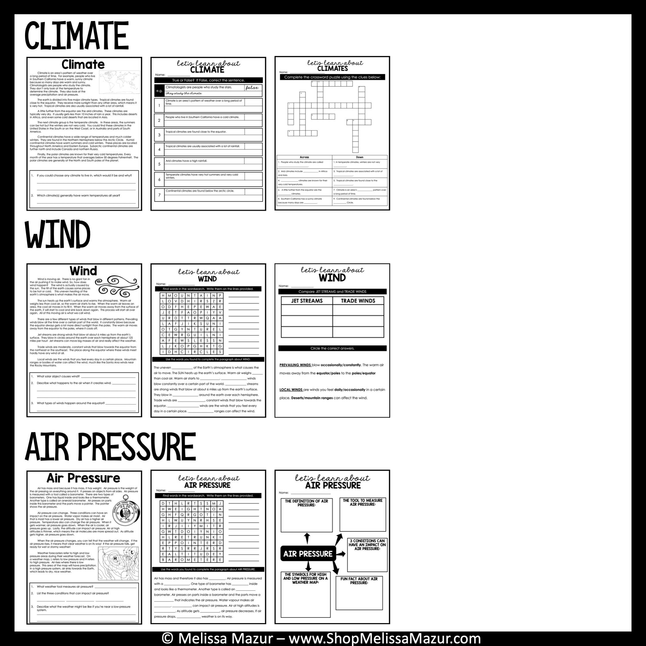 Weather Science Unit | Science Reading Passages, Task Cards, and ...