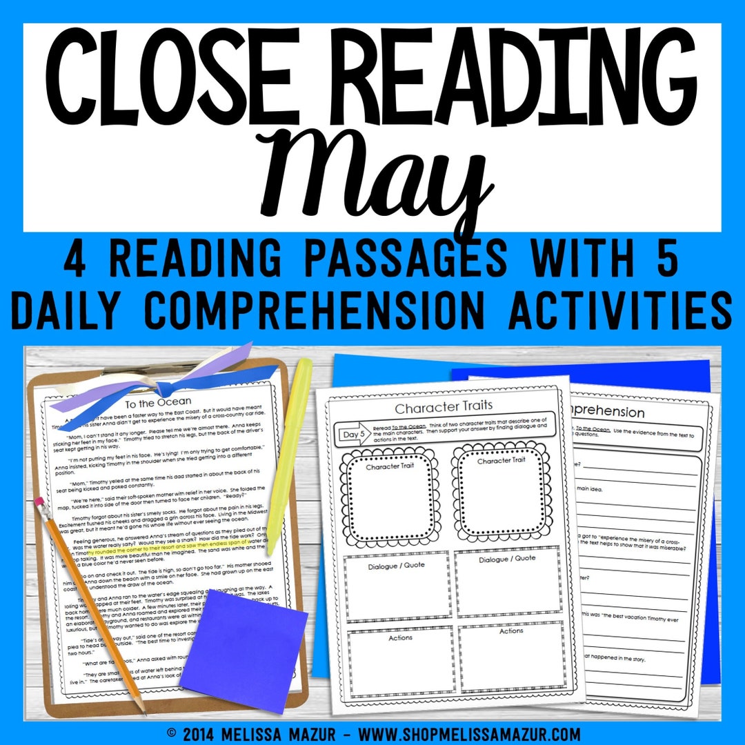 Reading Comprehension Passages | Close Reading | May Reading Passages ...