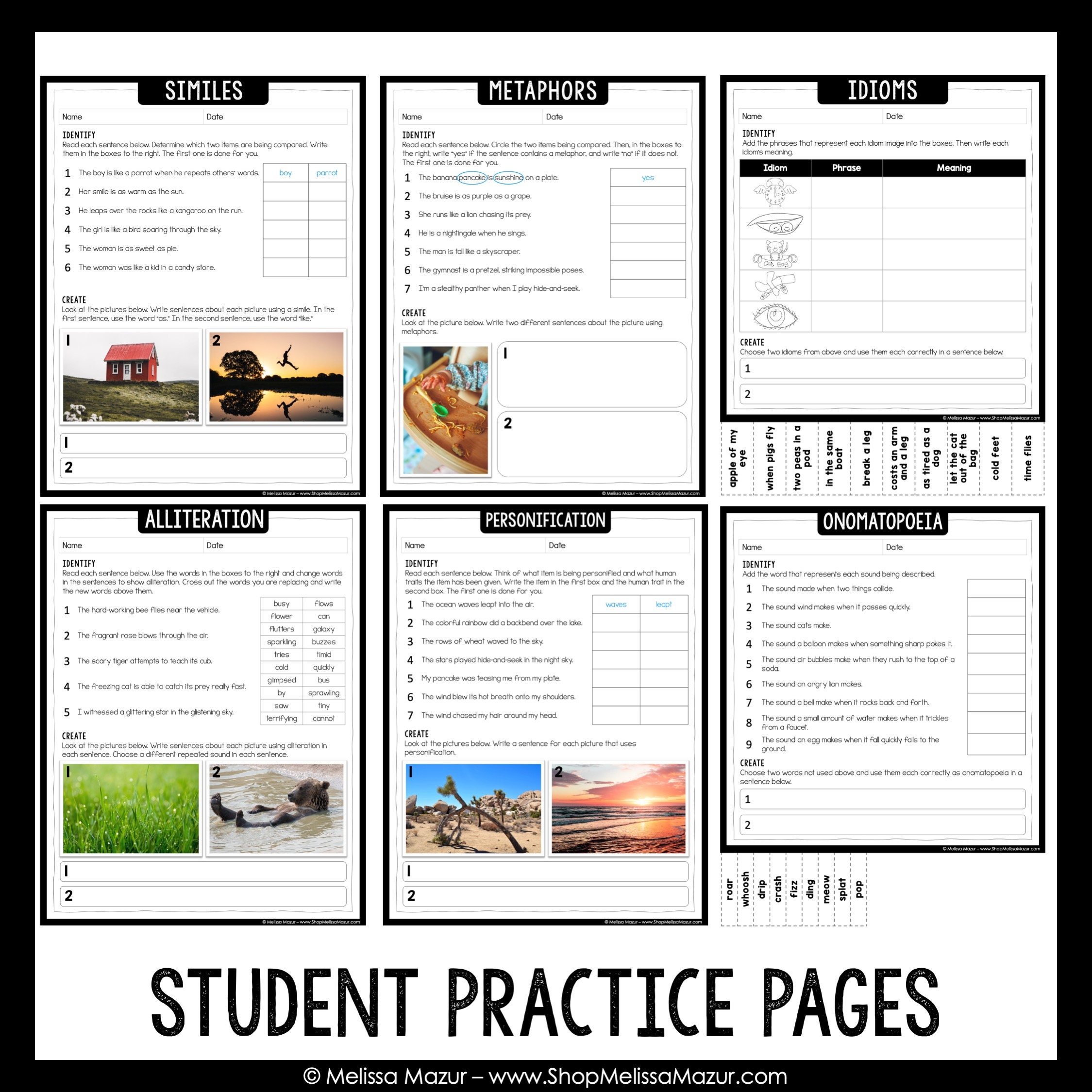 Figurative Language Anchor Charts - Interactive Anchor Charts [DIGITAL ...