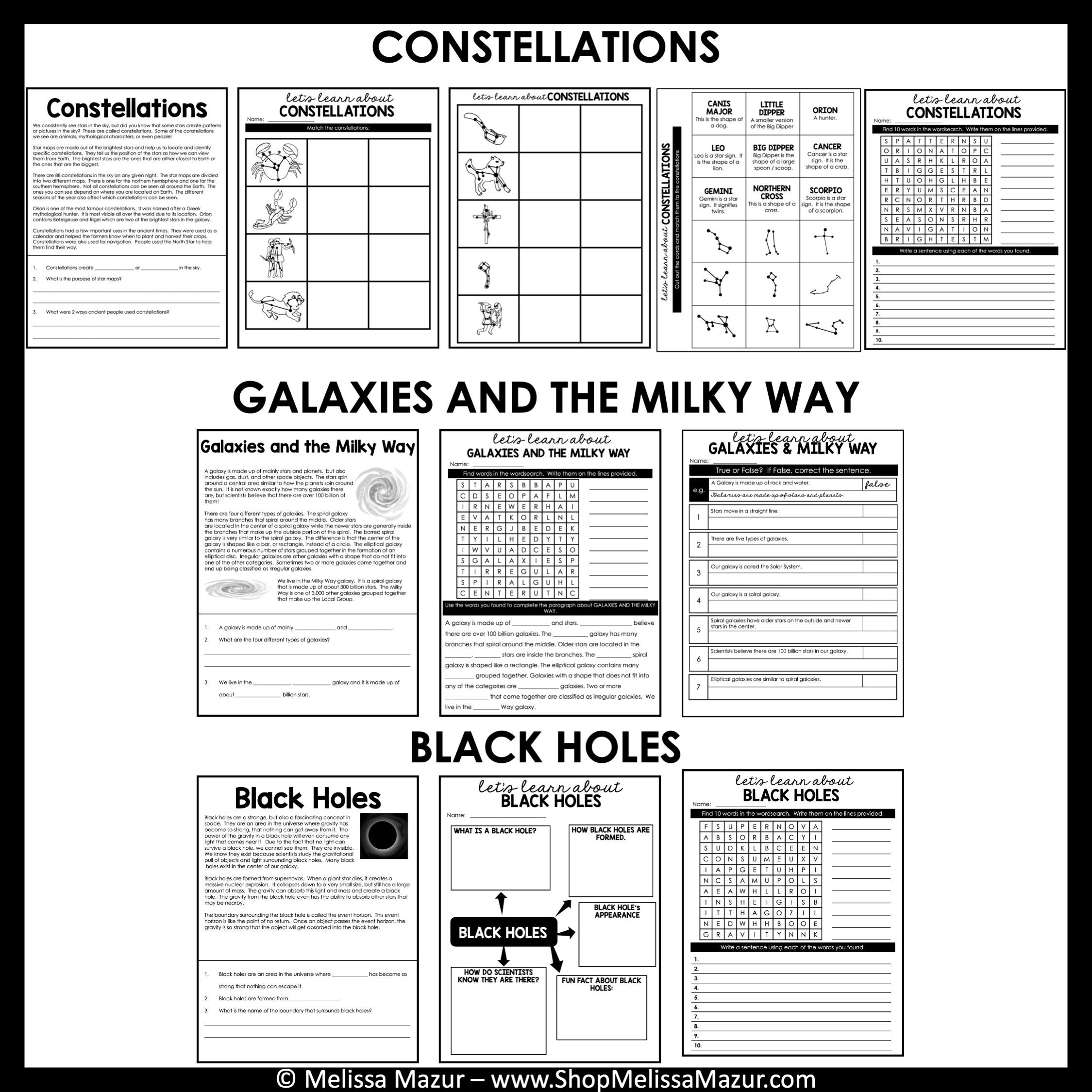 Astronomy Space Science Unit | Science Reading Passages, Task Cards ...
