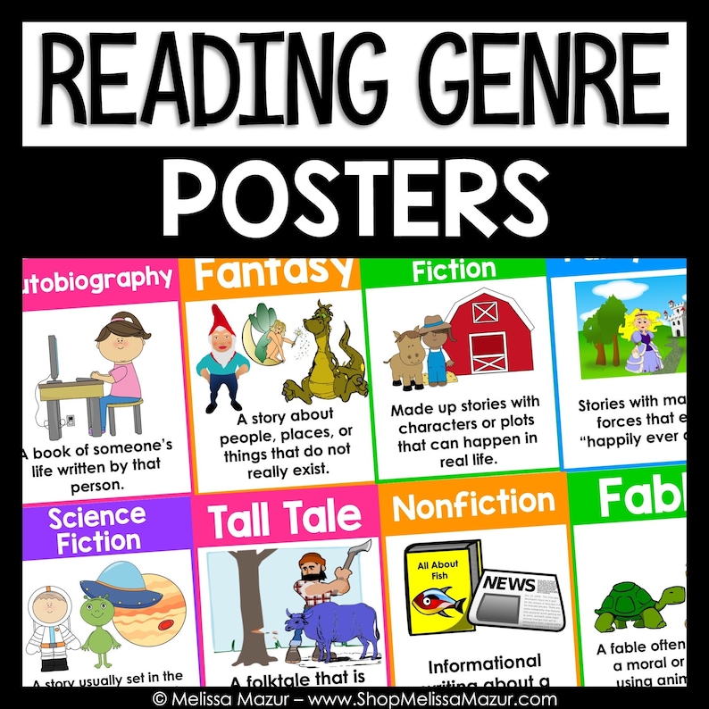 Reading Genre Posters - Etsy