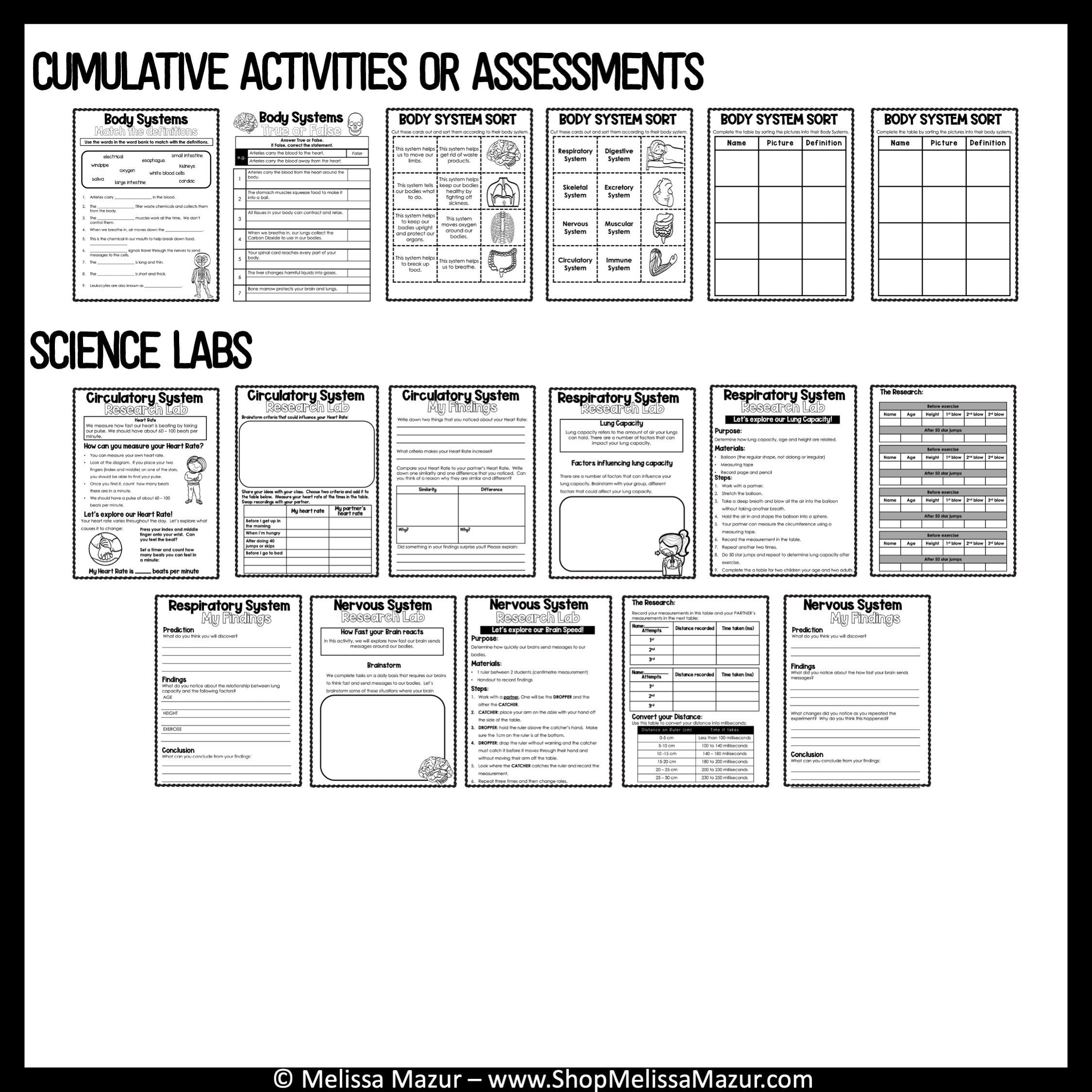 Human Body Systems Science Unit | Science Reading Passages, Task Cards ...