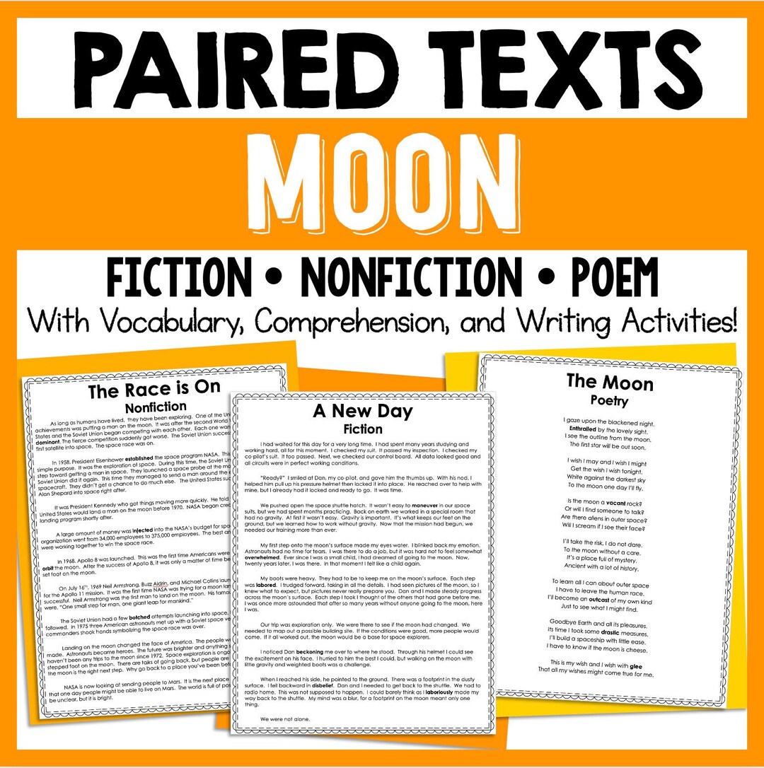 The Moon Reading Comprehension | Paired Texts Passages | Homeschool ...