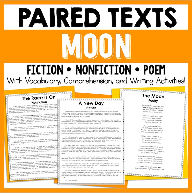 The Moon Reading Comprehension | Paired Texts Passages | Homeschool ...